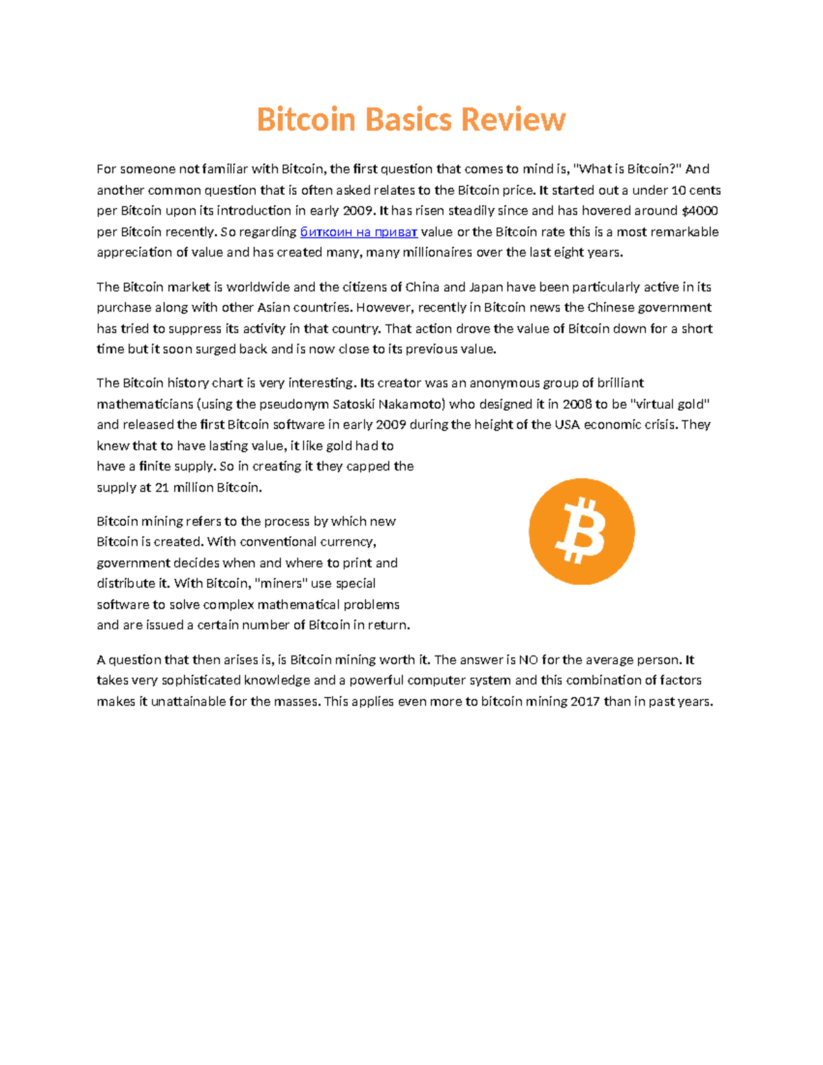 Bitcoin PDF - Bitcoin Basics Review For someone not familiar with ...