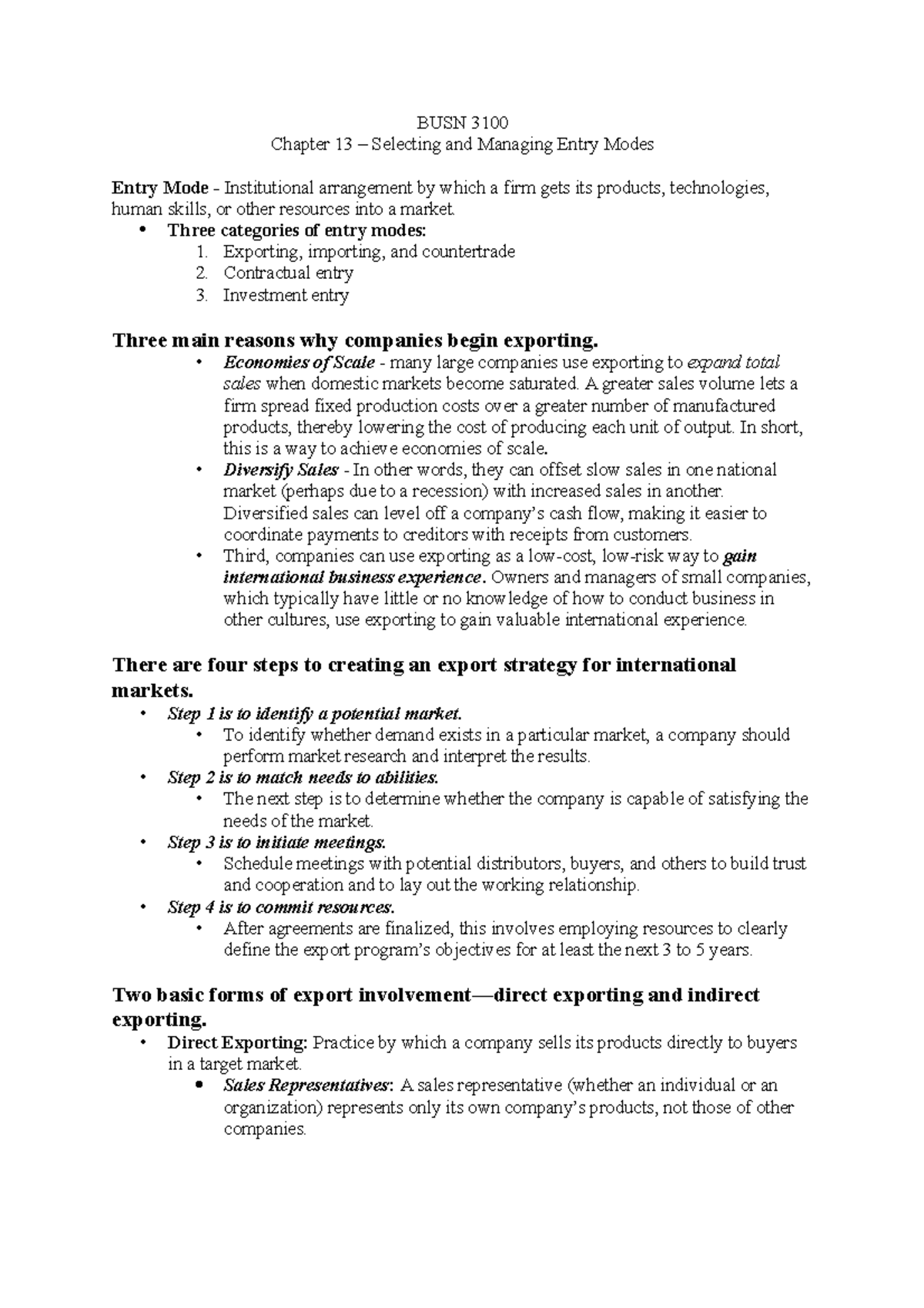 BUSN 3100 - Chapter 13 Lecture Notes - BUSN 3100 Chapter 13 – Selecting ...