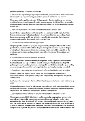 OHS1 Case Study - Occupational Health and Safety I - Massey University ...