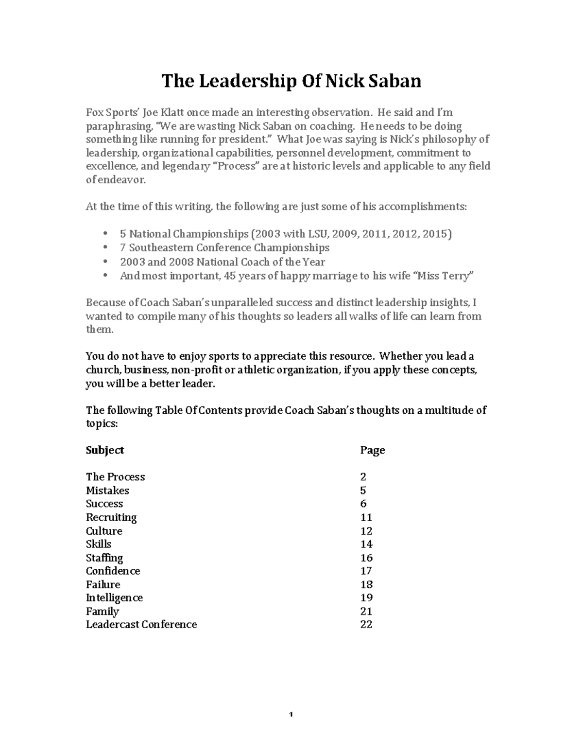 The Leadership Style and Skills Of Nick Saban - The Leadership Of Nick ...