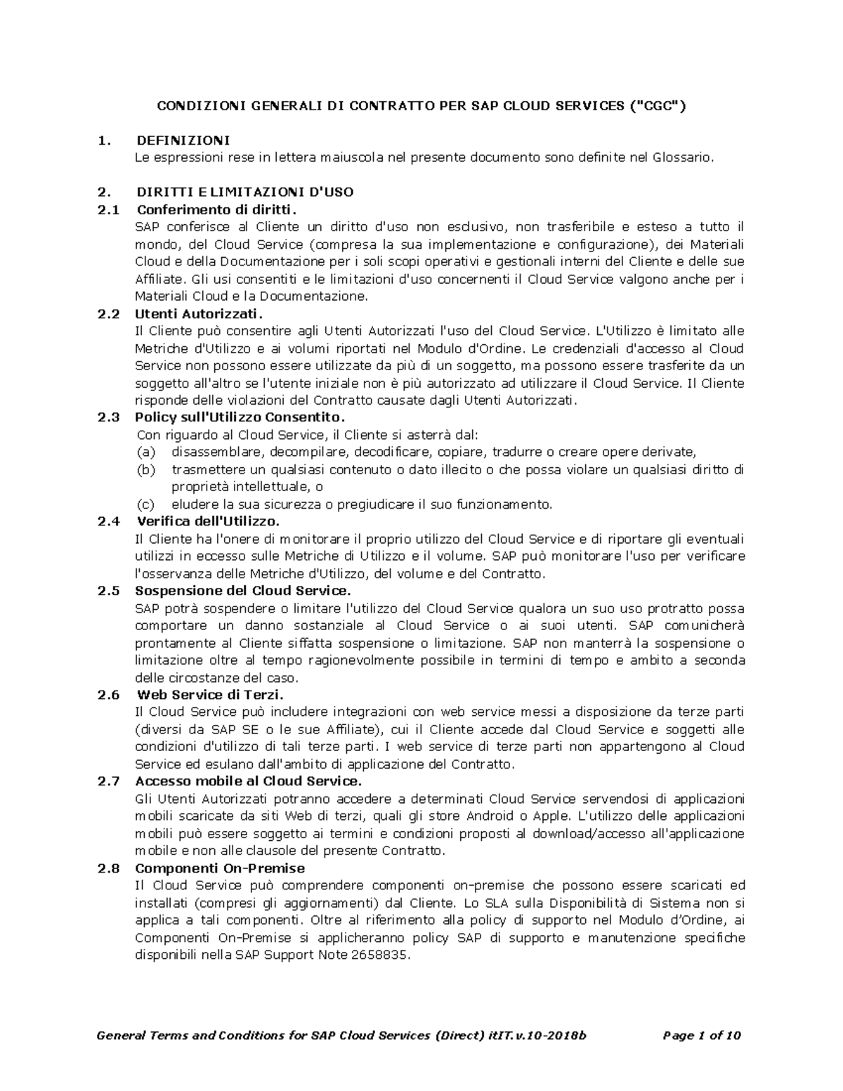General Terms and Conditions for SAP Cloud Services (Direct ...