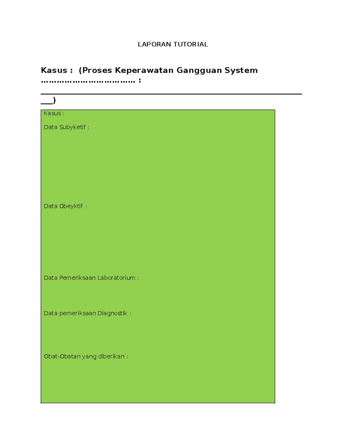 Laporan Tutorial - Lp dan askep hematuria - LAPORAN TUTORIAL Kasus ...