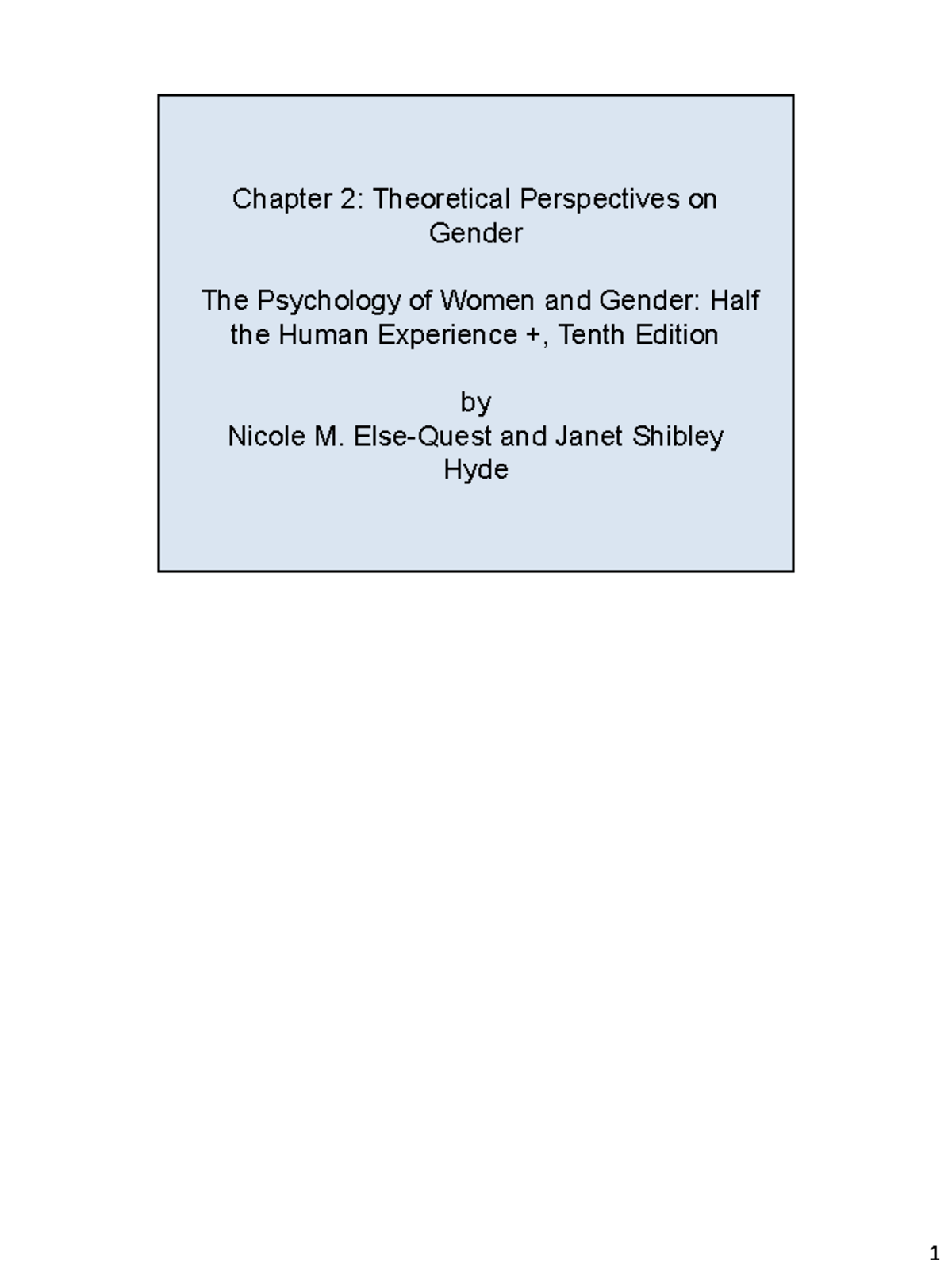 Chapter 2 Lecture Slides copy - Chapter 2: Theoretical Perspectives on ...