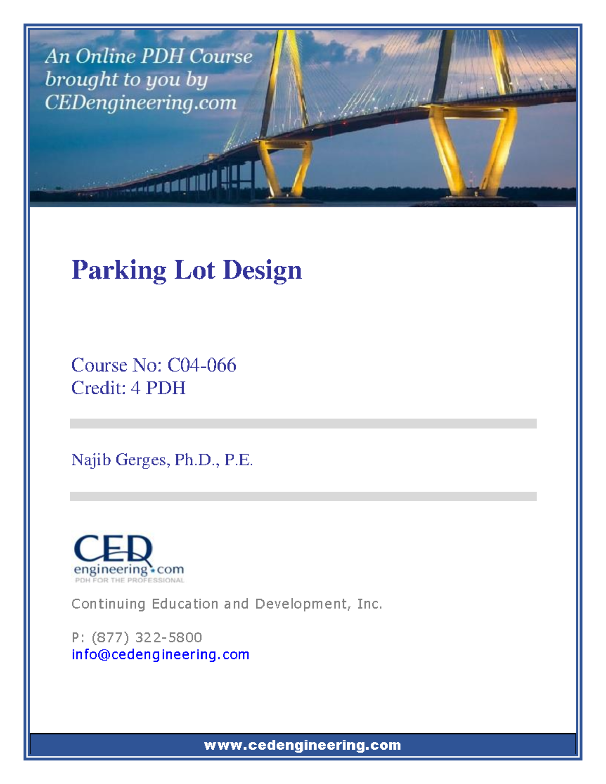 C04-066 - Parking Lot Design - cedengineering Parking Lot Design Course ...