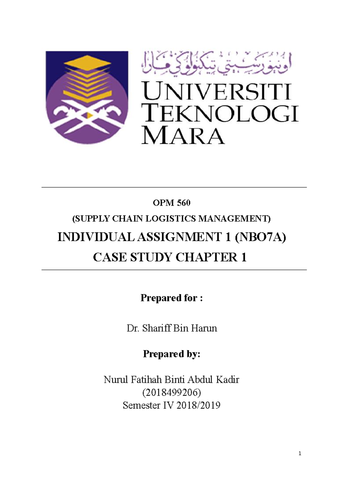 CASE Study Individual Assignment 1 Chapter 1 - Nurul Fatihah Abdul ...