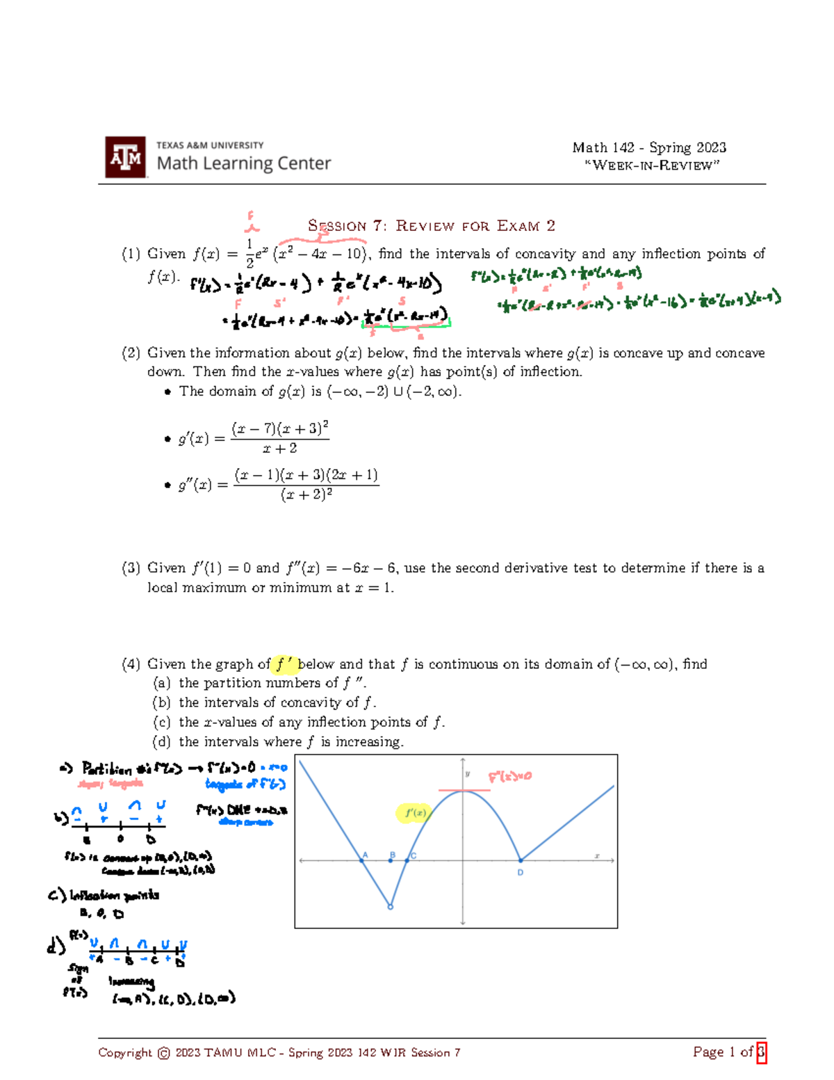 Week-in Review - Math 142 - Spring 2023 “Week-in-Review” Session 7 ...