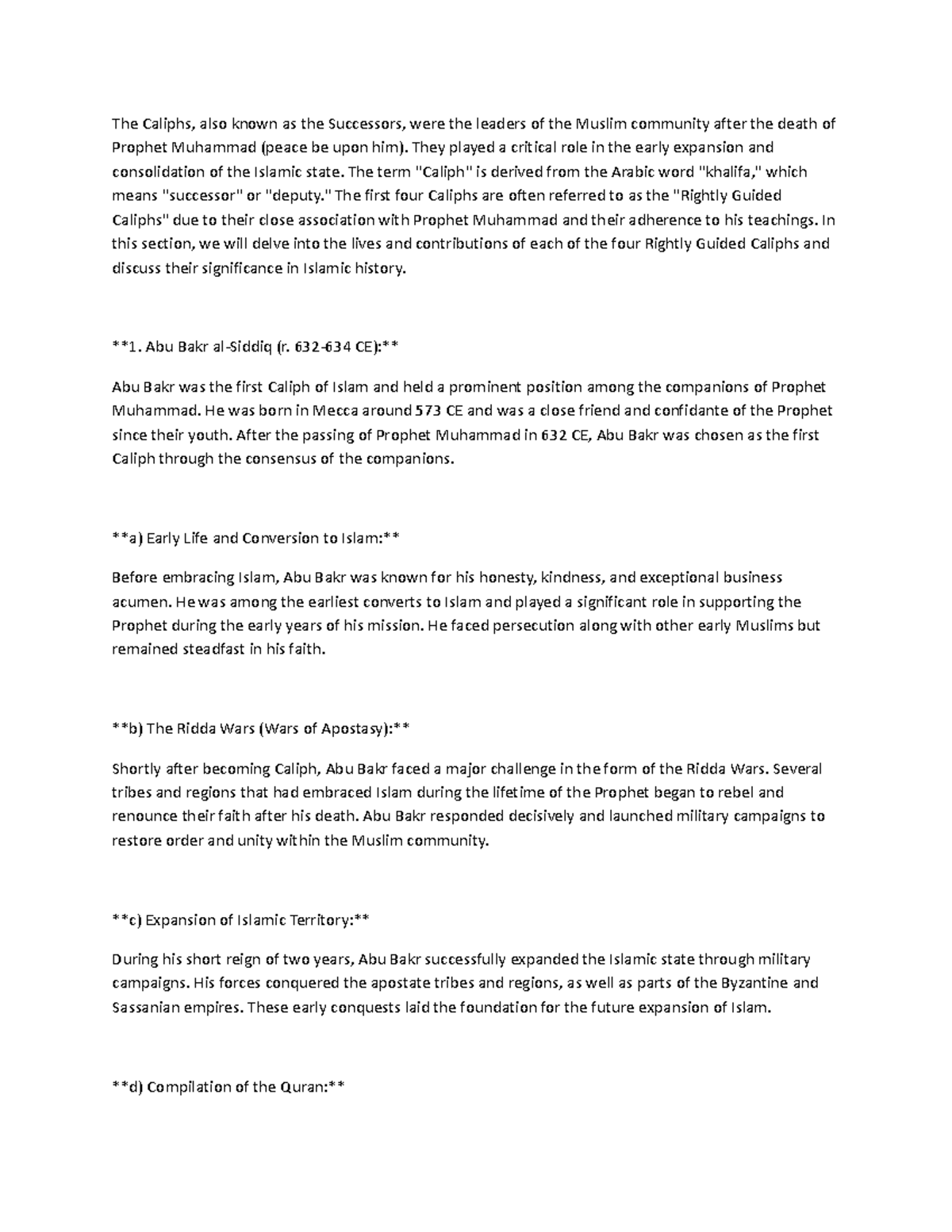 The Caliphs, of Prophet Muhammad (SAW) - The Caliphs, also known as the ...