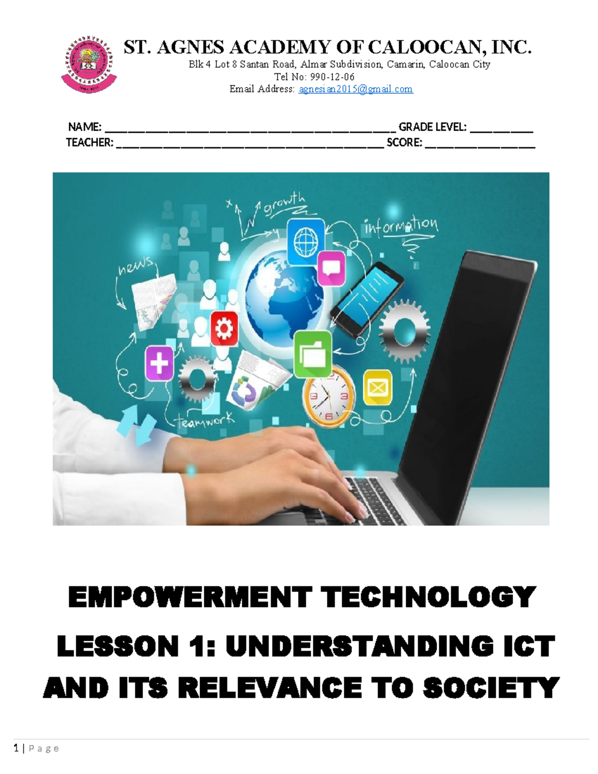 Emp tech 1 - Work sheet - Bachelor of Arts in Political Science - ST ...