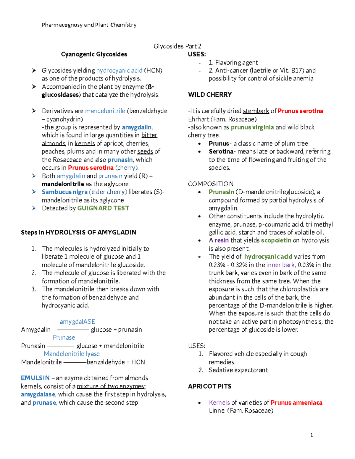 PCOG Glycoside 2 - Glycosides Part 2 Cyanogenic Glycosides Glycosides ...