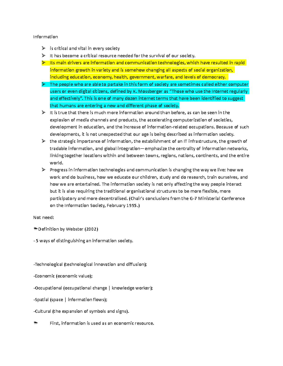 Information - INCOMPLETE - Information is critical and vital in every ...