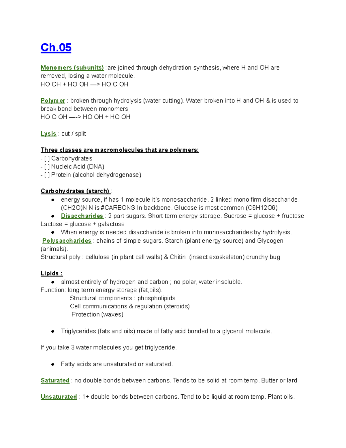 Bio 101 Ch5-Ch6 - Pearson is what I use and is what I gather my information from, it is used in ...