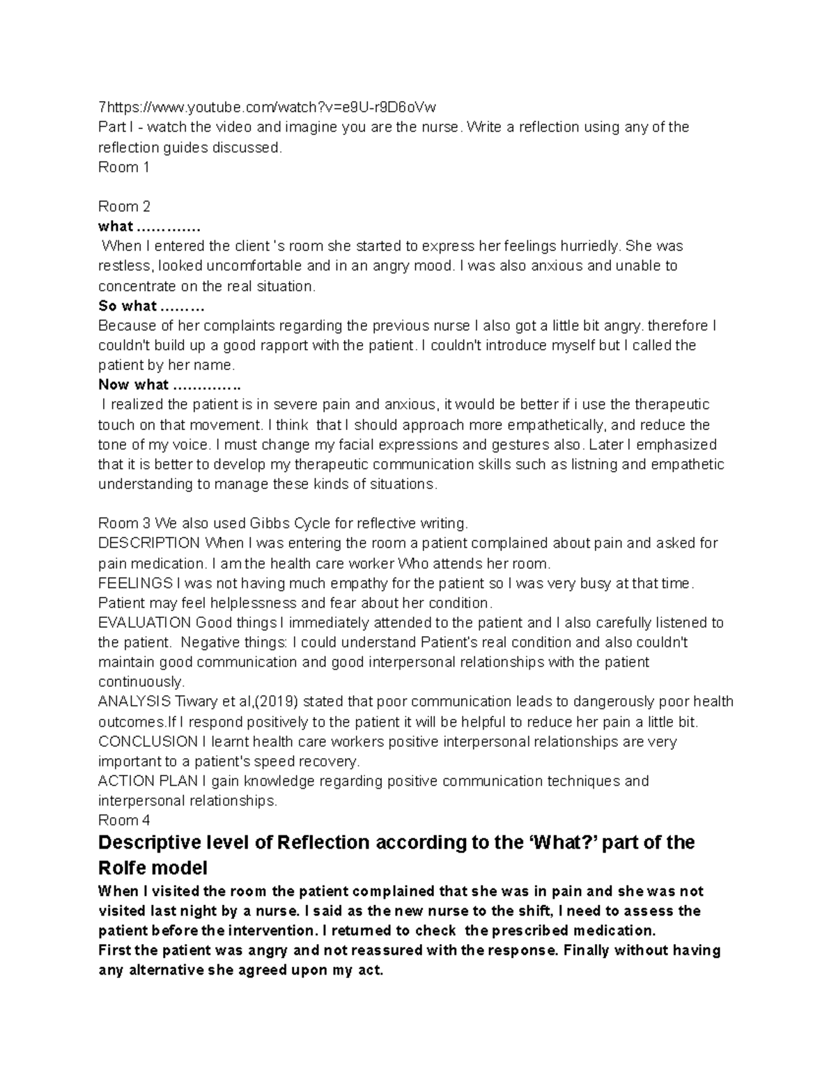 Reflective writing practice - 7youtube/watch?v=e9U-r9D6oVw Part I ...