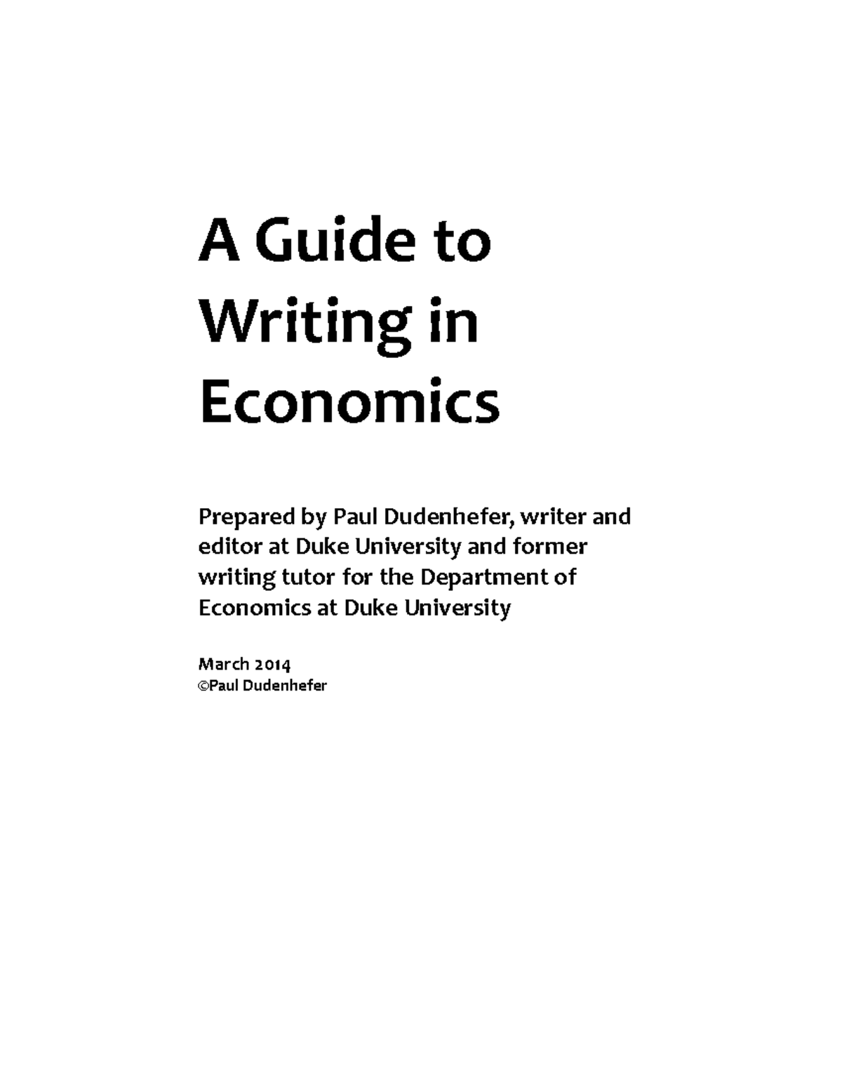 How to write - Ujg - A Guide to Writing in Economics Prepared by Paul ...
