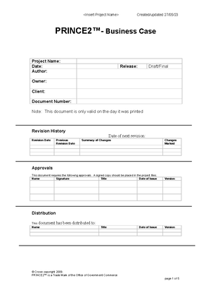 Project+Briefdoc - Created/updated 27/05/ PRINCE2™- Project Brief - Studocu