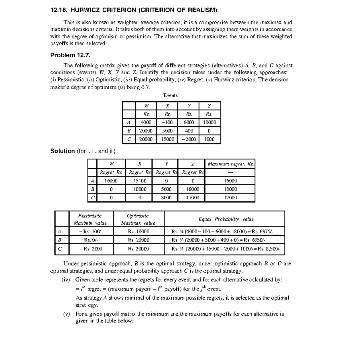 Module 5 Part 2 - Lecture notes Operations Research - 12. HURWICZ ...