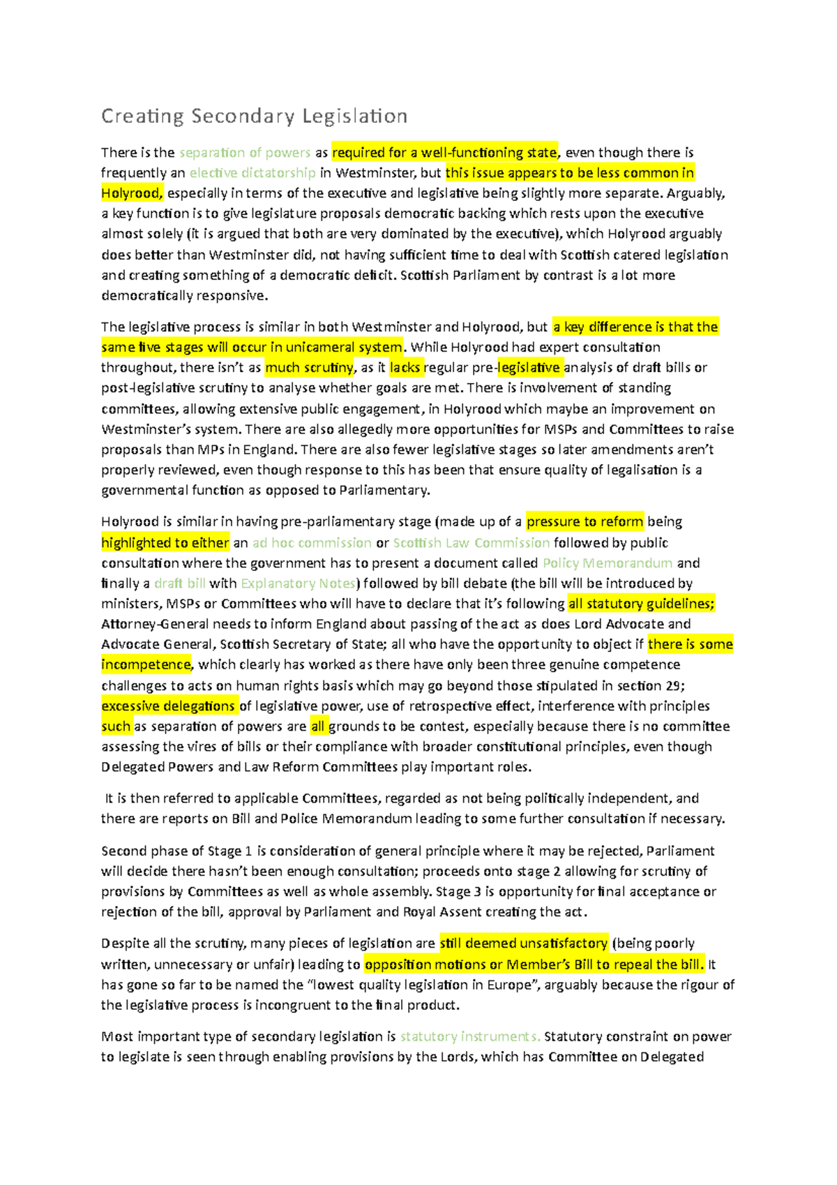 Creating Secondary Legislation - Creaing Secondary Legislaion There is ...