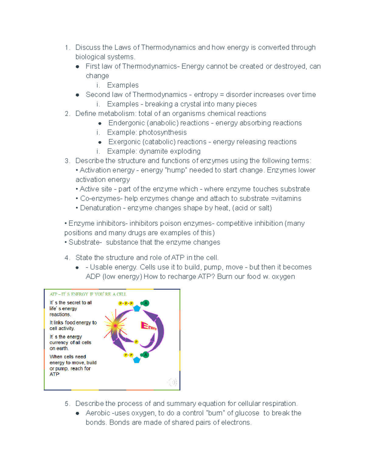 Unit Five Energy - Discuss the Laws of Thermodynamics and how energy is ...