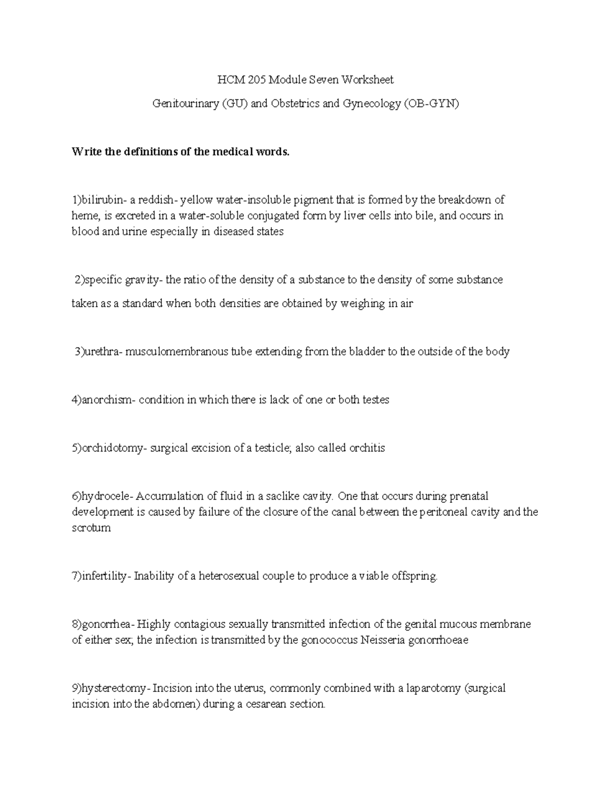 HCM 205 Module Seven worksheet - HCM 205 Module Seven Worksheet ...