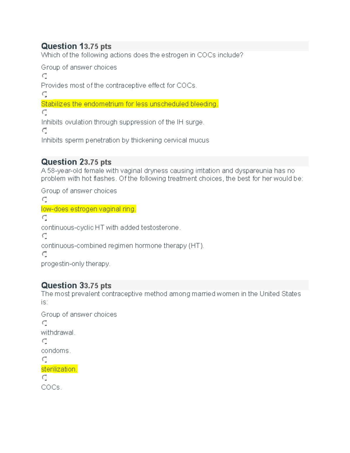 Exam 2 questions and Answers - Question 1 Which of the following ...