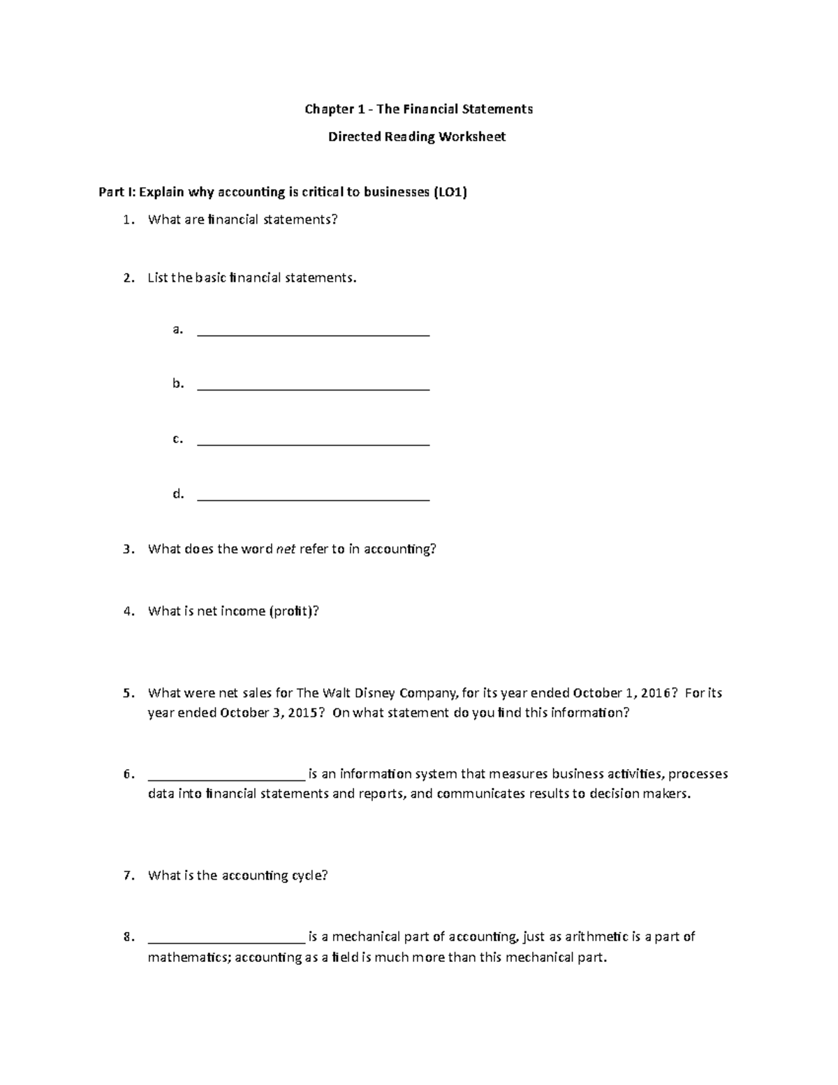 Accounting For Decisions Worksheet Practice Chapter 1 - Chapter 1 - The ...