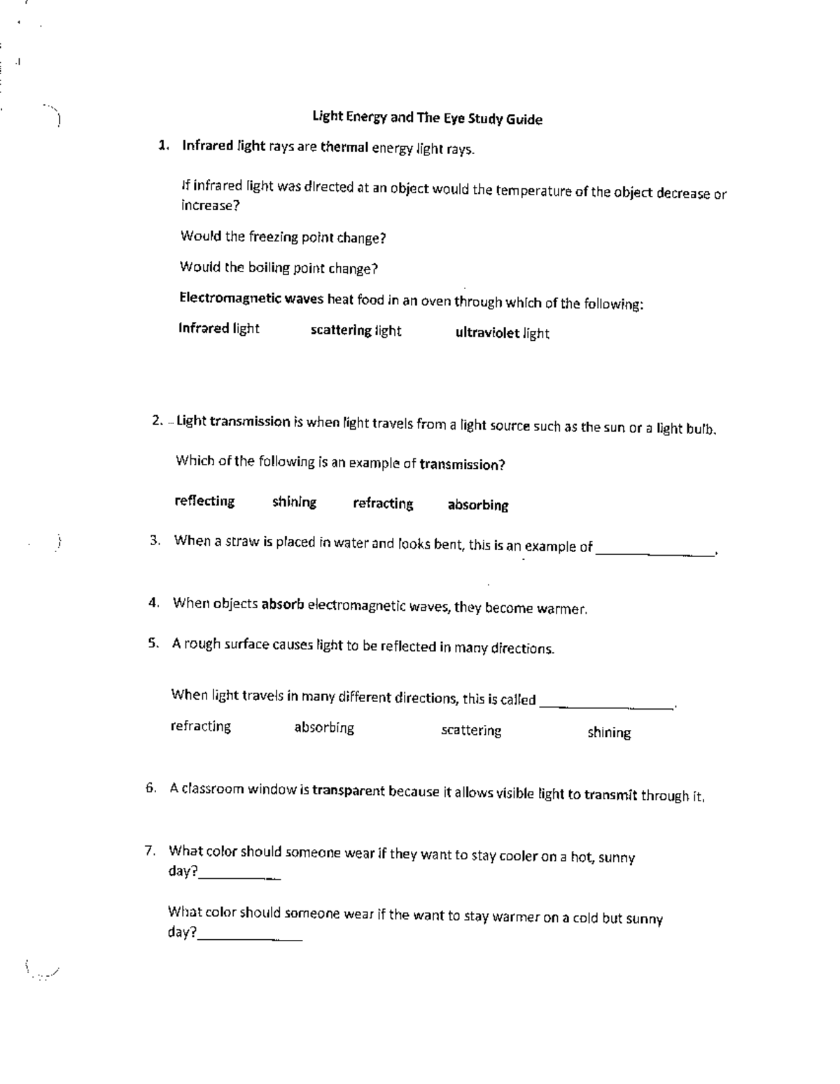 Light and Eye Study Guide - Studocu