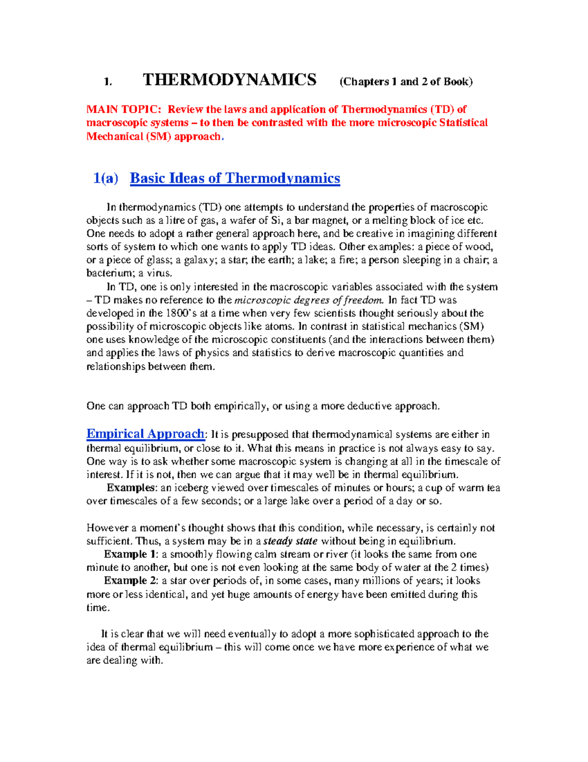 Solution hw1 1b - 1. THERMODYNAMICS (Chapters 1 and 2 of Book) MAIN ...