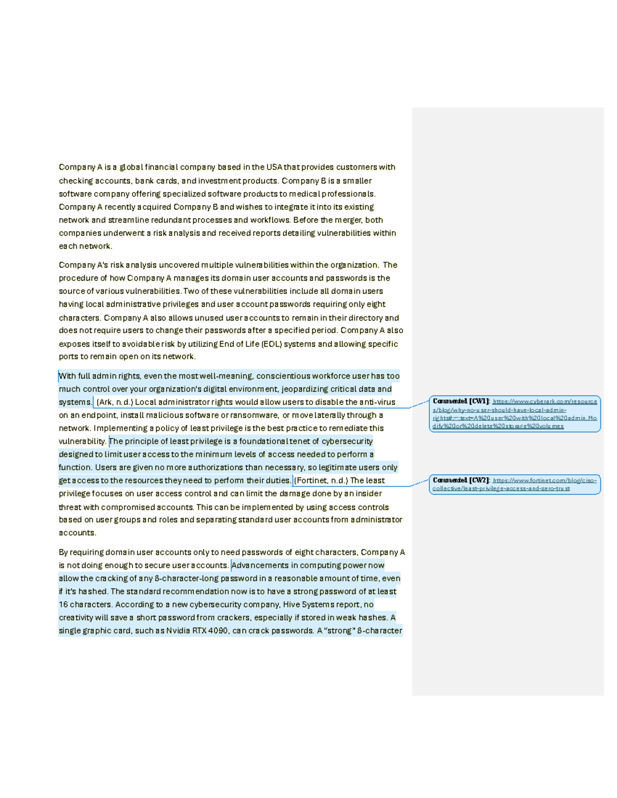 D482 - D482 - Company A is a global financial company based in the USA ...