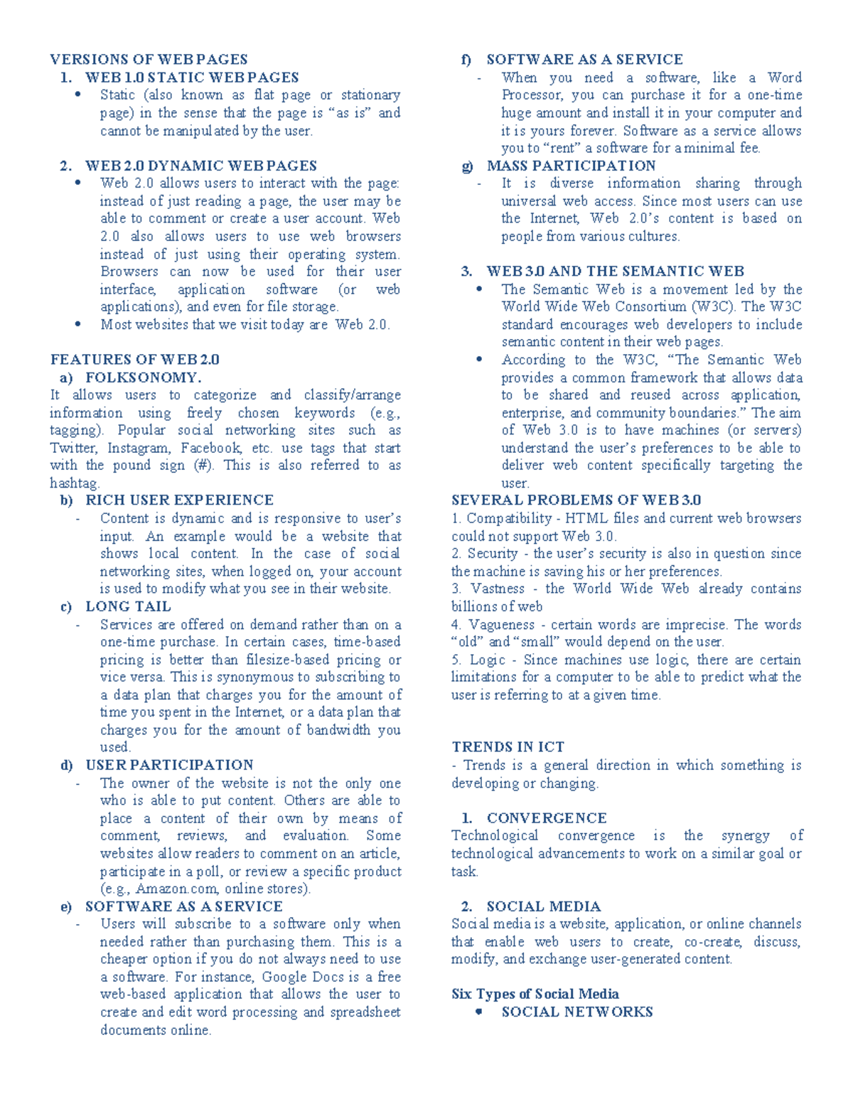 Introduction - 32rr2 - VERSIONS OF WEB PAGES 1. WEB 1 STATIC WEB PAGES ...