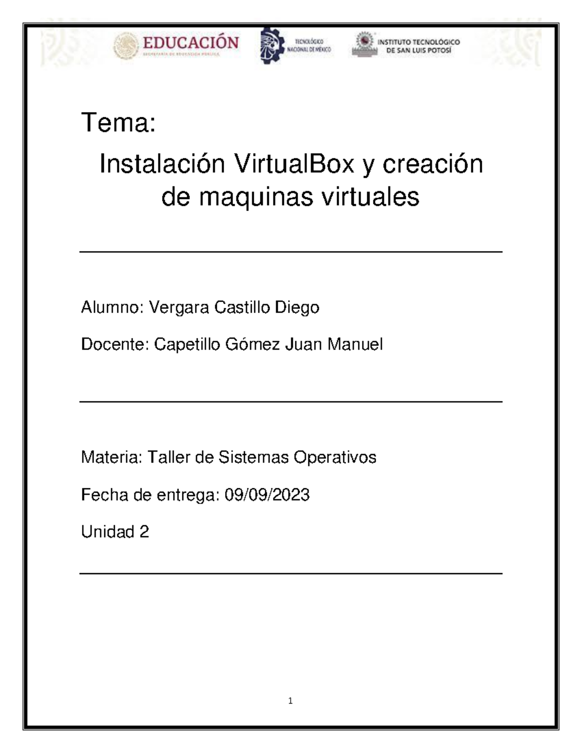 Virtualizacion-Vergara Castillo Diego - Tema: Instalación VirtualBox y ...