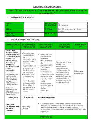 Sesión DE Aprendizaje N° 4 Cambios EN LA Pubertad C y T - SESIÓN DE APRENDIZAJE N° 4 CIENCIA Y ...