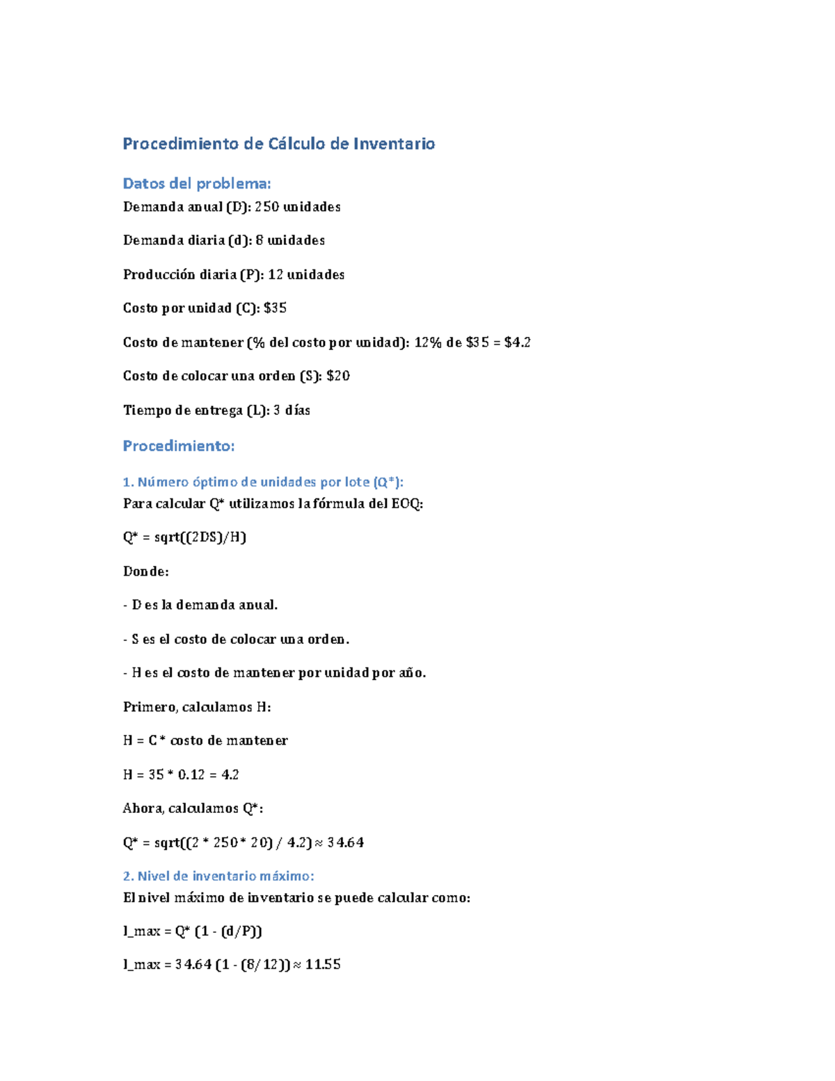 Gestion Calculo Inventario - Procedimiento de Cálculo de Inventario ...