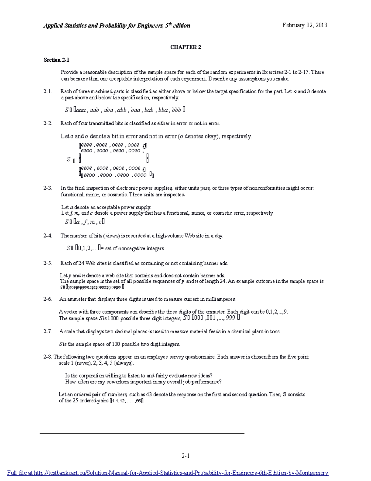 Pdfcoffee - ... - ####### CHAPTER 2 ####### Section 2- ####### Provide a reasonable description ...