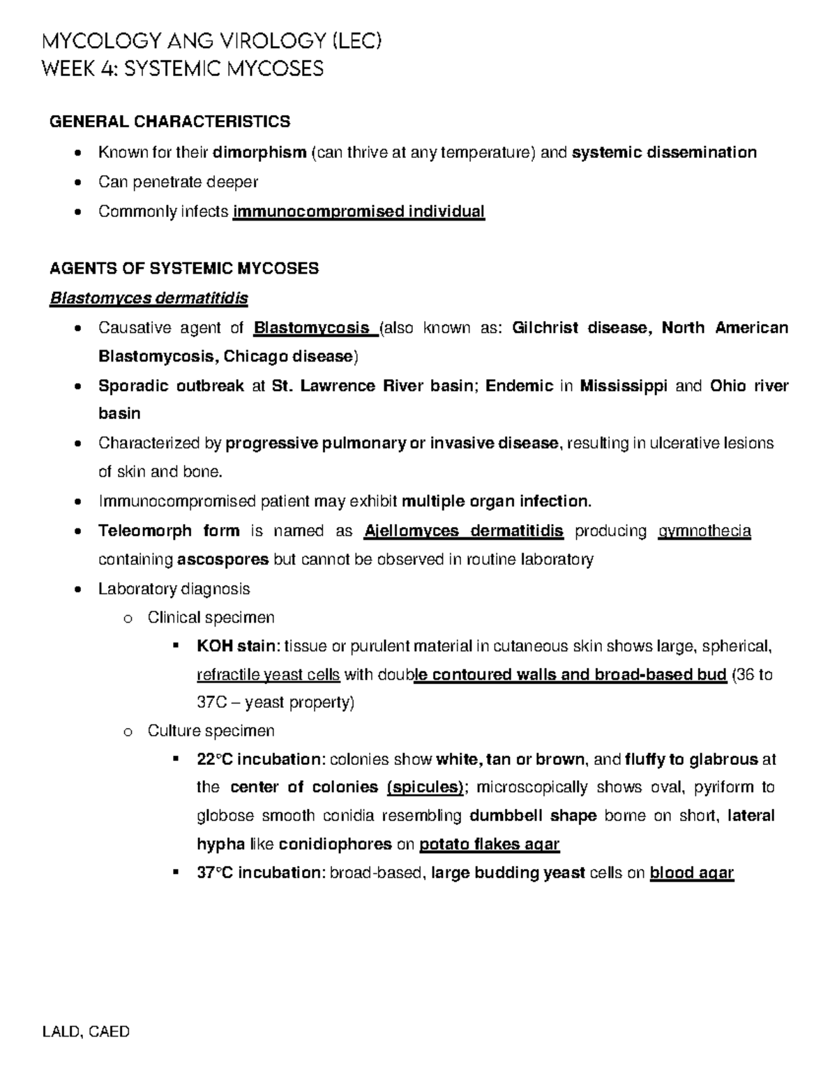 MYCV LEC WEEK 4 - ....... - GENERAL CHARACTERISTICS Known for their ...