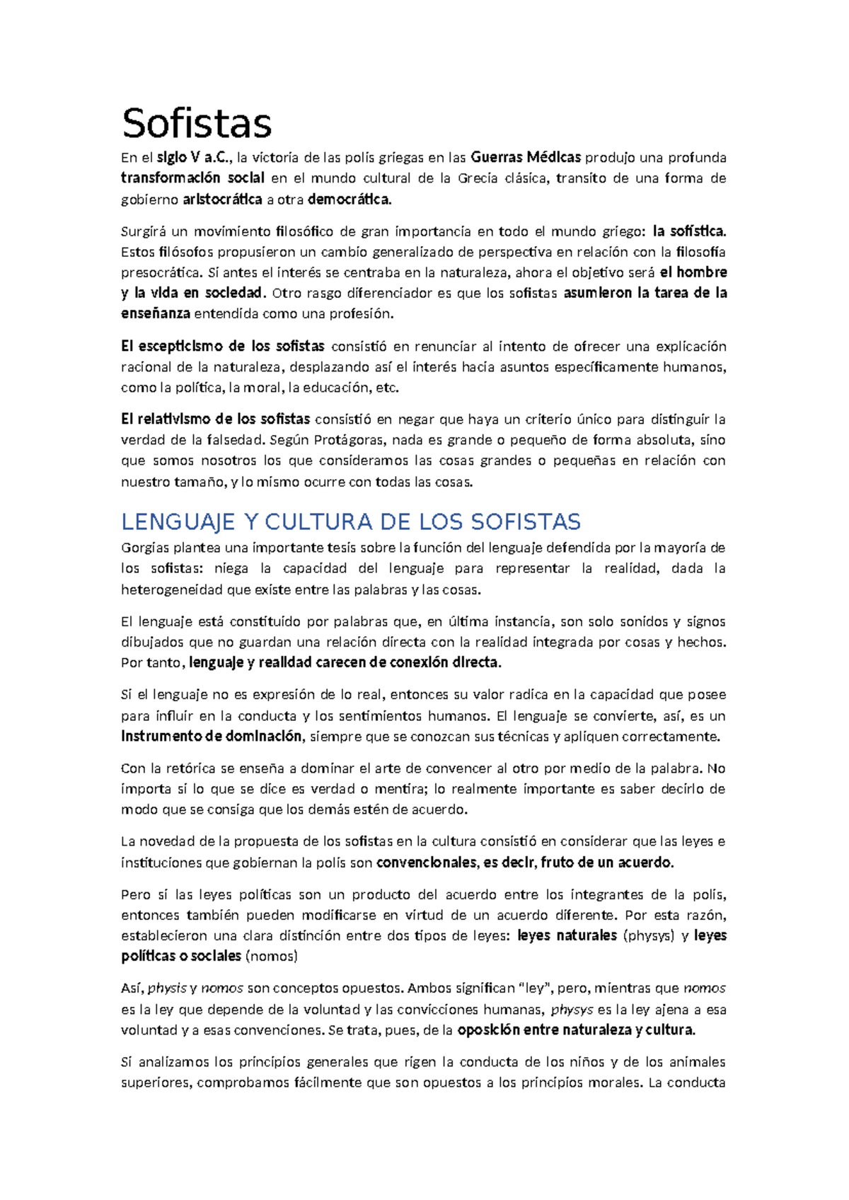 Sofistas resumen - Sofistas En el siglo V a., la victoria de las polis griegas en las Guerras ...