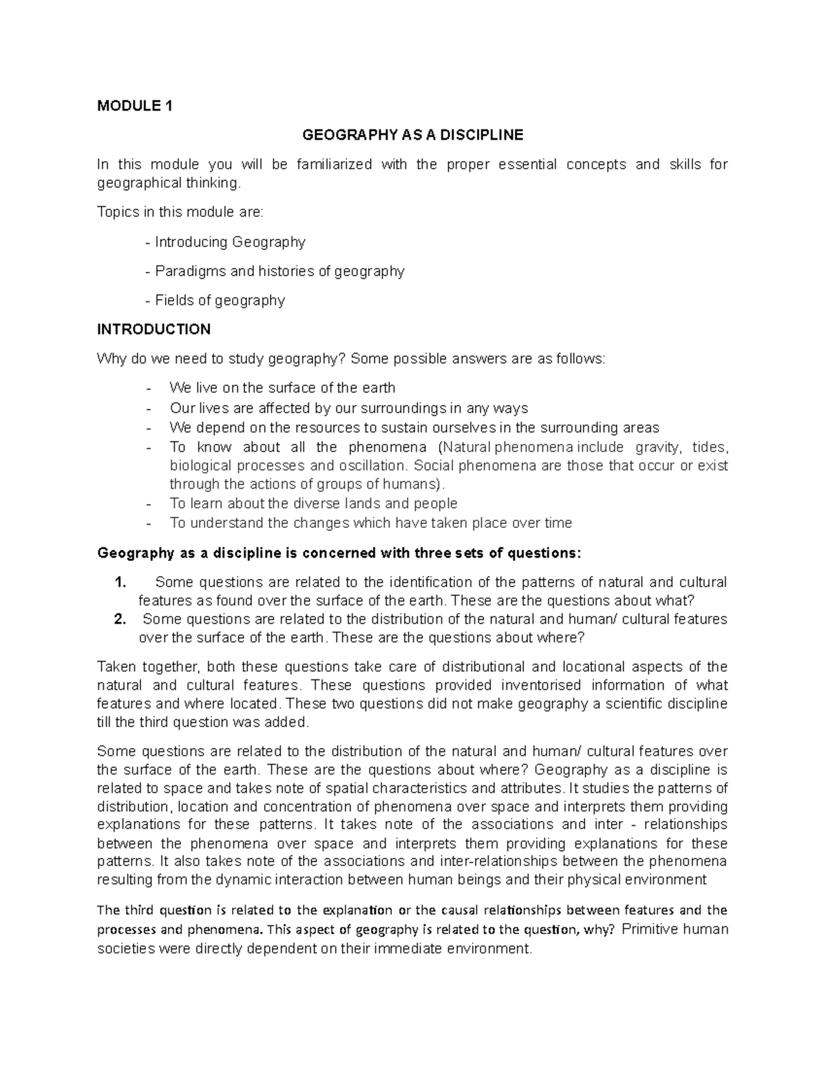 SSE105 Module-1 - This Module serves as guide to students taking Social ...