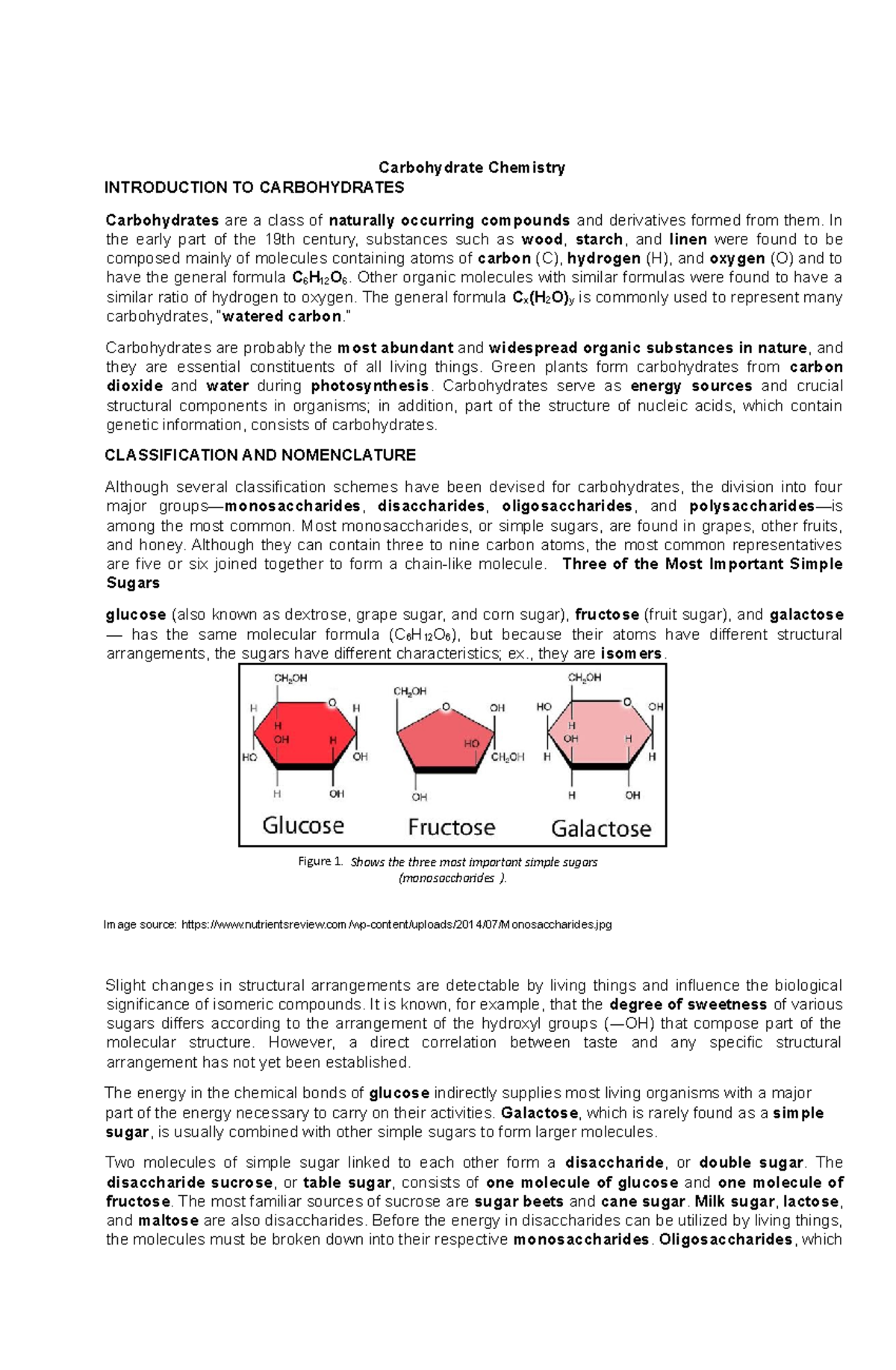Carbohydrate Chemistry - Carbohydrate Chemistry INTRODUCTION TO ...