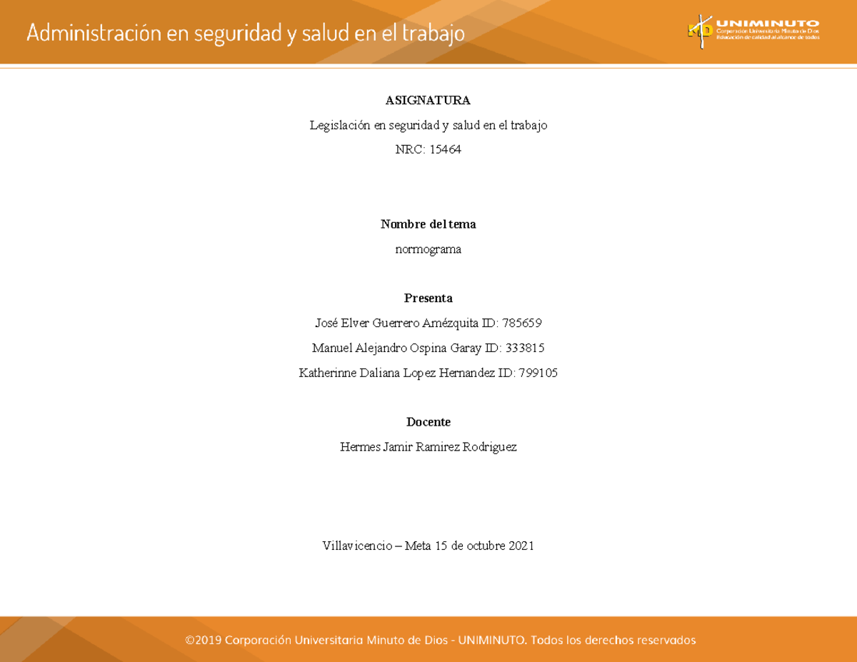 Normograma Leyes - ergreg - ASIGNATURA Legislación en seguridad y salud ...