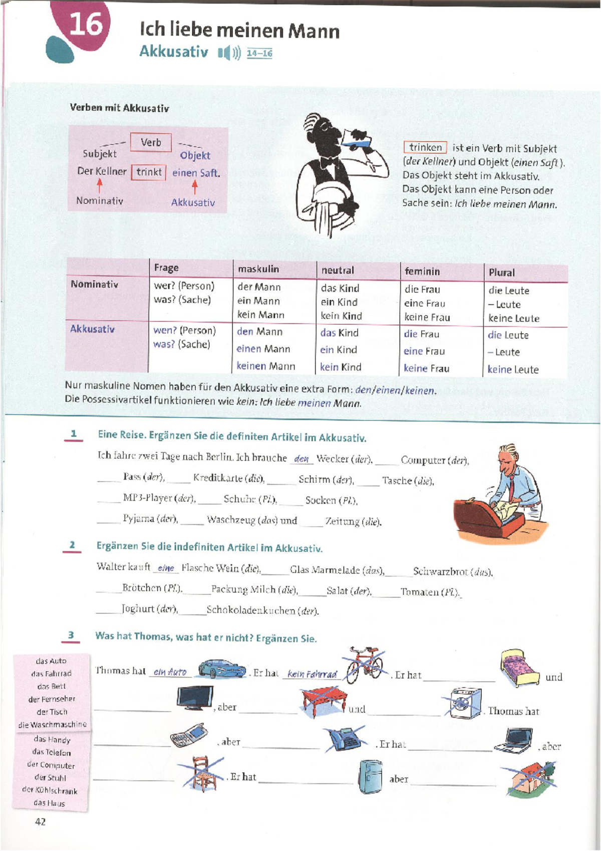 Ôn Akku, Dativ - xcy - 16 Ich liebe meinen Mann Akkusativ ) Verben mit ...