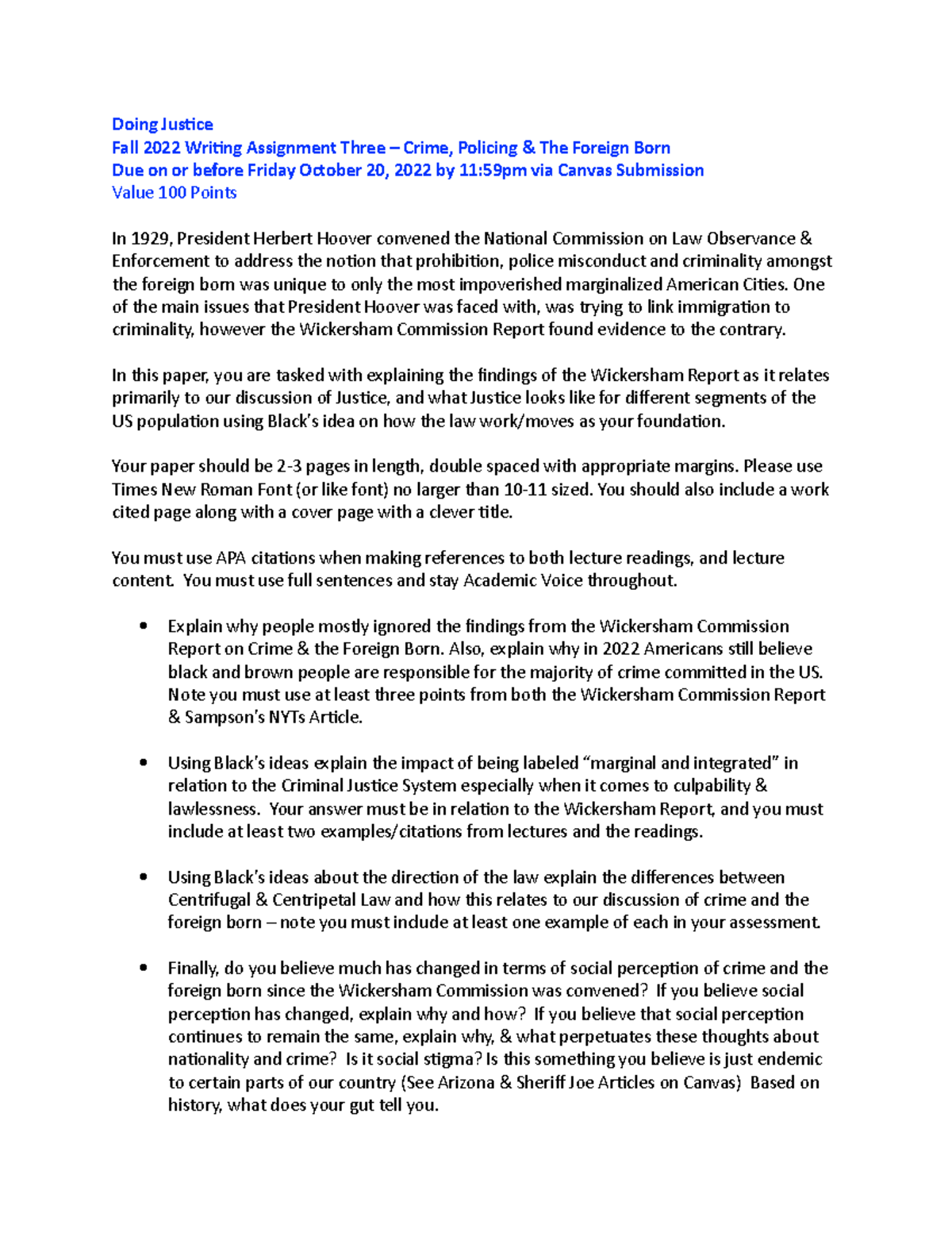 DJCrime Policing Foreign Born Paper - Doing Justice Fall 2022 Writing ...