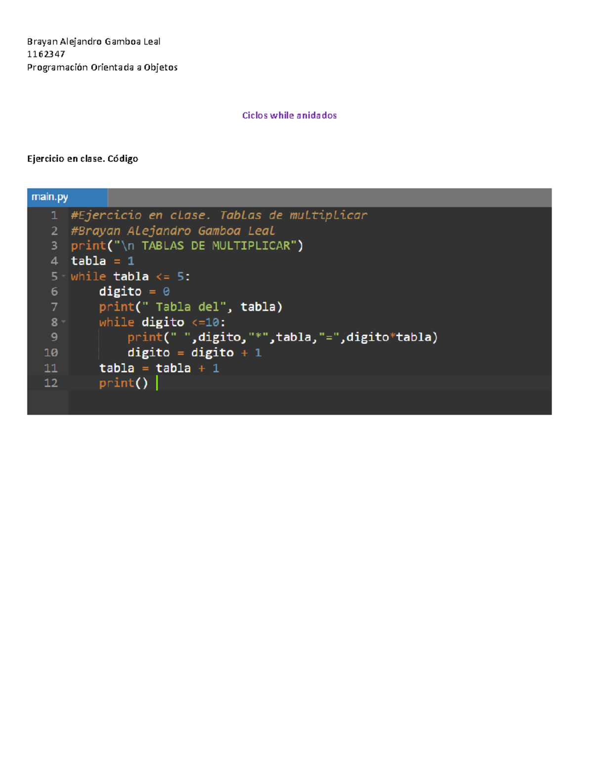 Ciclos while anidados - Fundamentos de porgramación - 1162347 Programación Orientada a Objetos ...