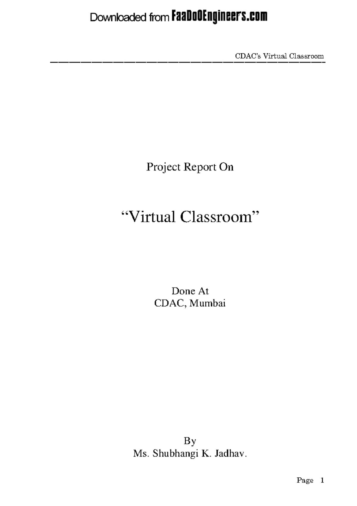 Virtual-classroom-report - Project Report On “Virtual Classroom” Done ...