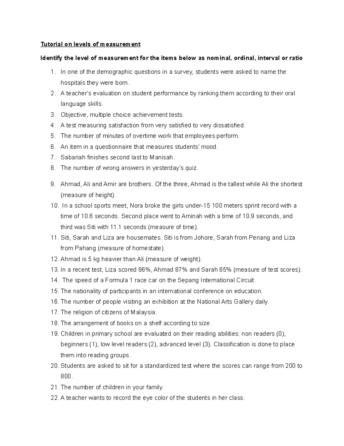 Tutorial on levels of measurement - Tutorial on levels of measurement ...