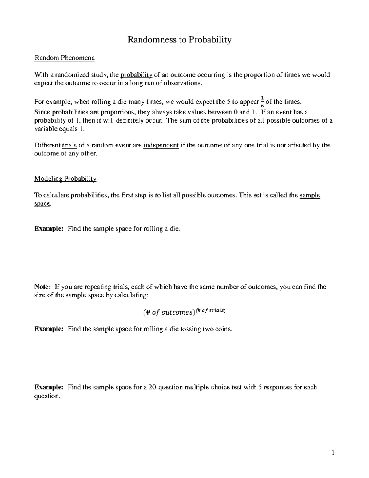 11 - Randomness to Probability - Randomness to Probability Random ...