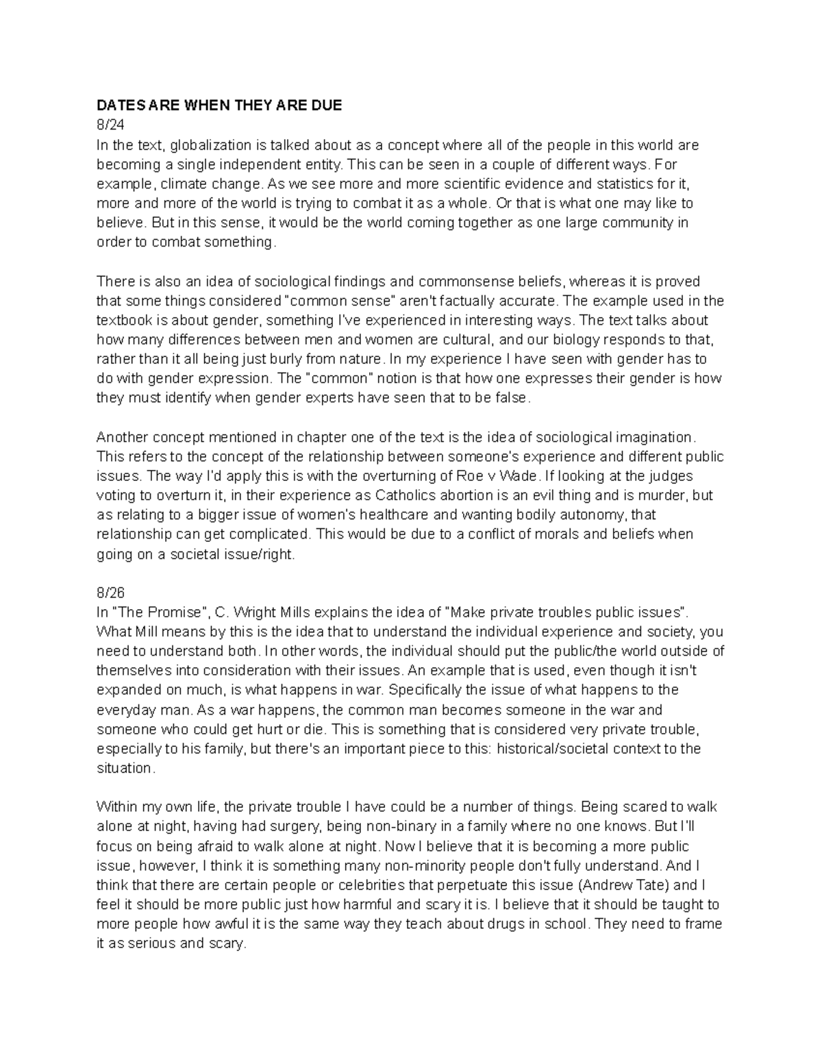 Intro to Sociology Journal Entries - Deprecated API usage: The SVG back ...