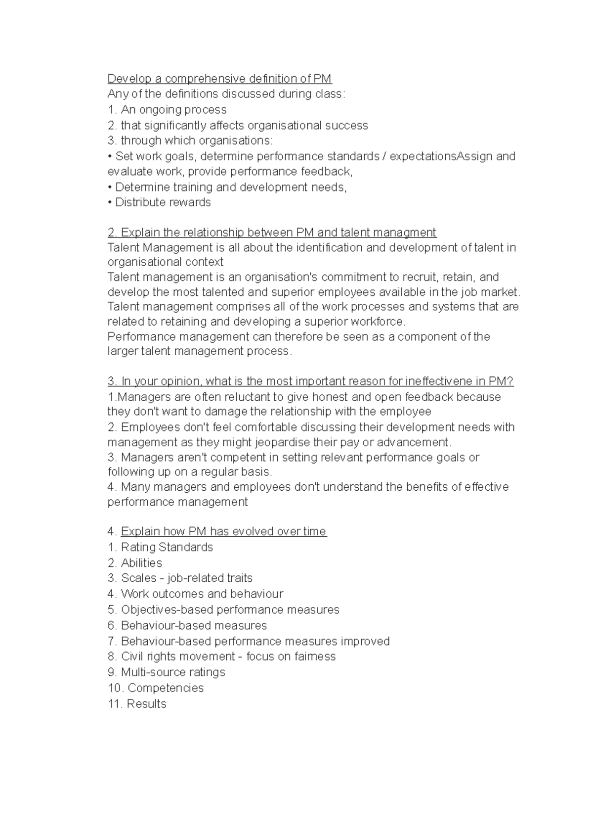 Epfm notes - prep for test - Develop a comprehensive definition of PM ...