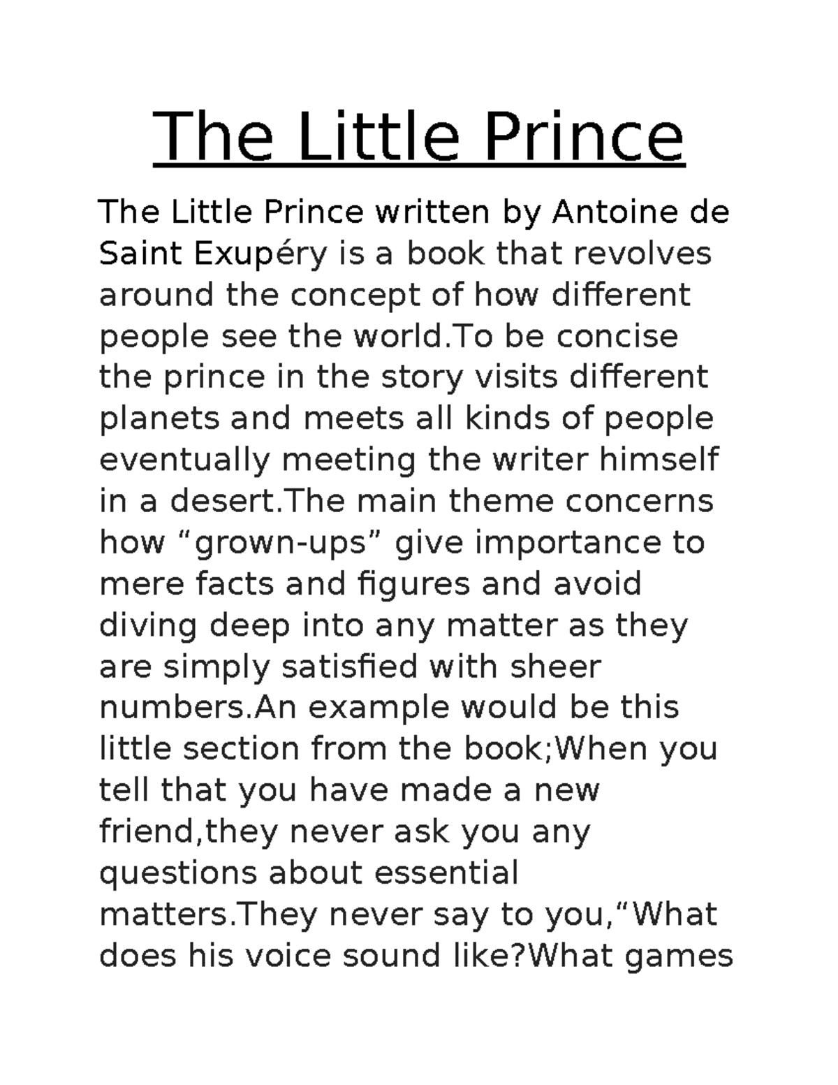 The little prince update - The Little Prince The Little Prince written ...