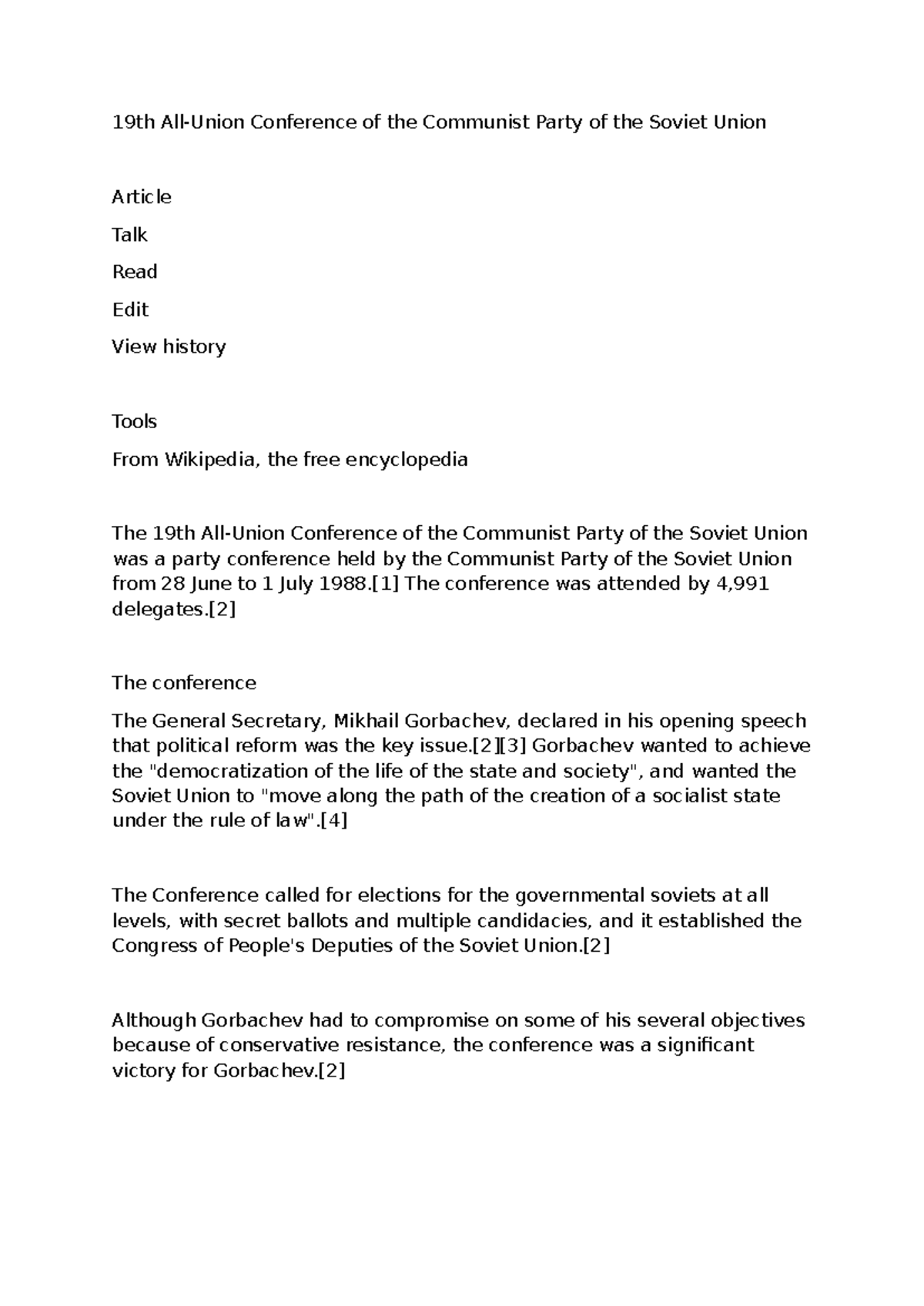 history report on the findings of the 19th - 19th All-Union Conference ...