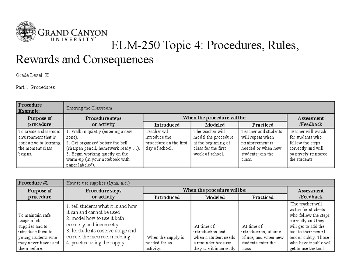 ELM-250 T4 Procedures Template - ELM-250 Topic 4: Procedures, Rules ...