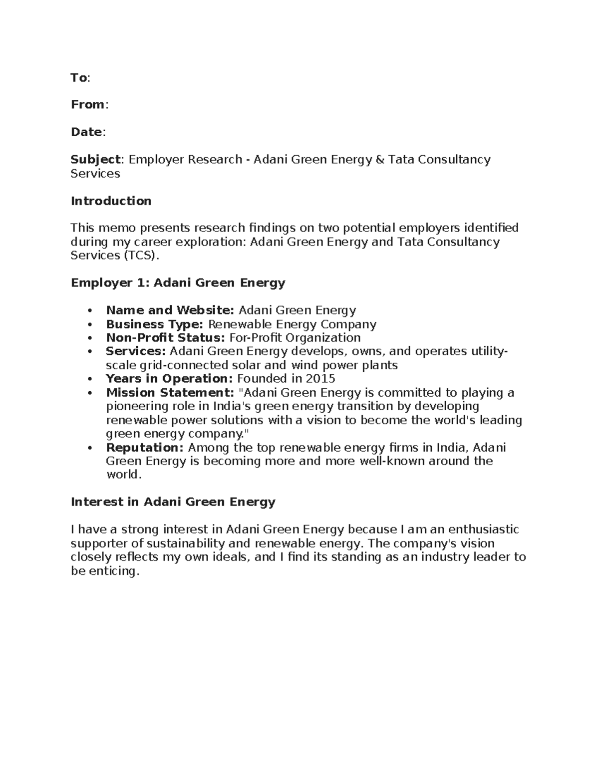 Chep 5 Assignment - Researching Employers Purpose/Overview/Directions: - Studocu