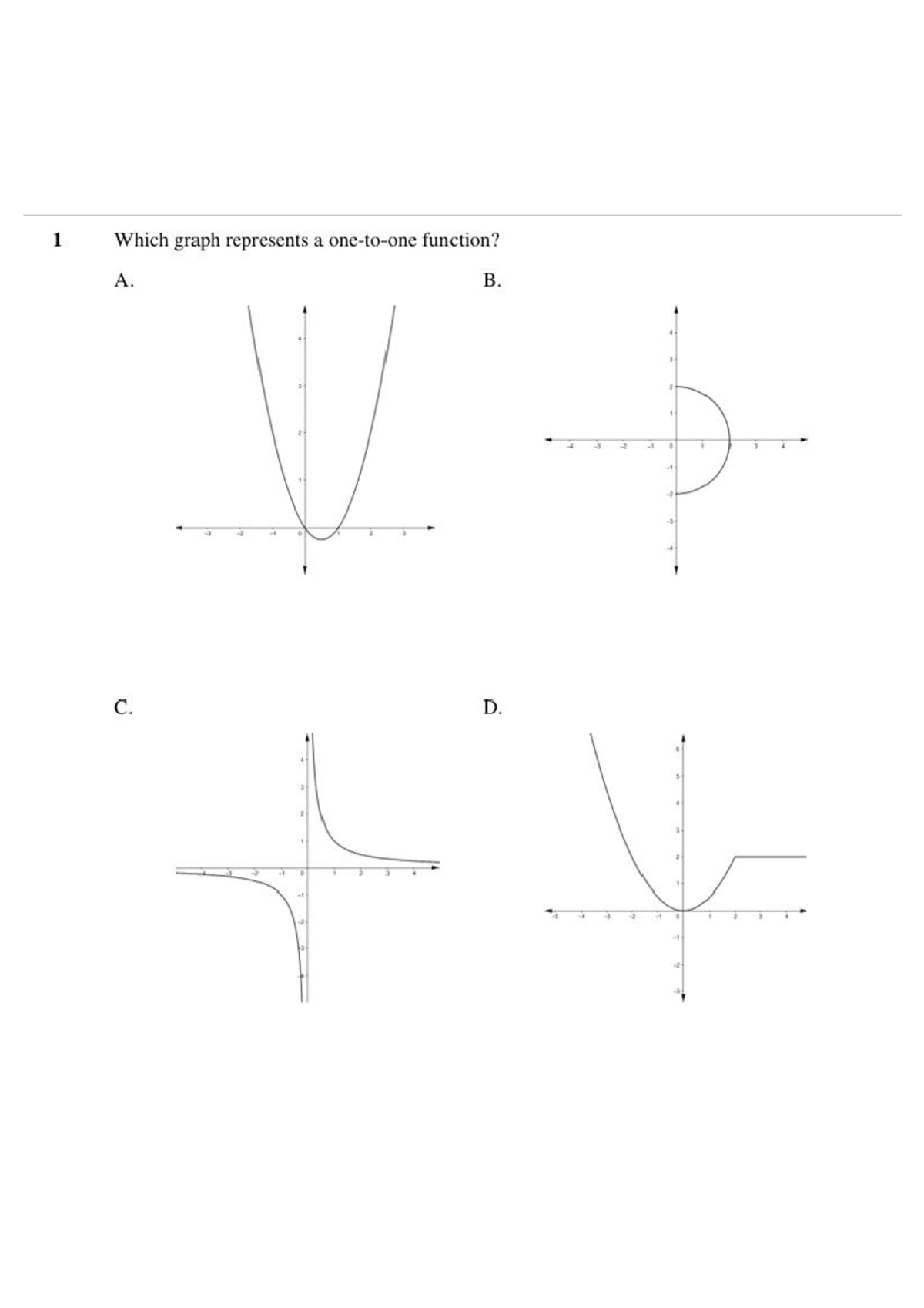 Math Advanced Trial Test - 1 Which graph represents a function? A. B. 4 ...